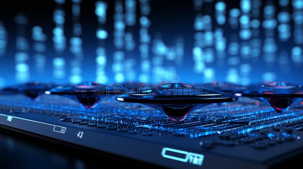 AI Generated Illustration of a Modern Laptop Computer with Illuminated ...