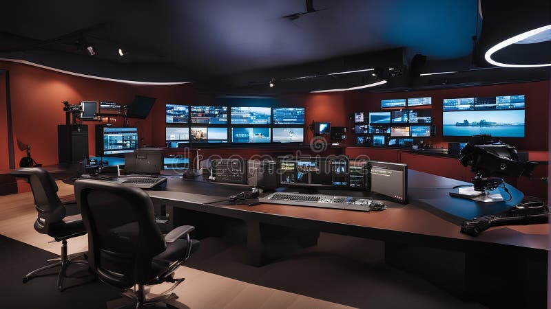 AI Generated Illustration of a Modern Office Space Featuring an Array ...