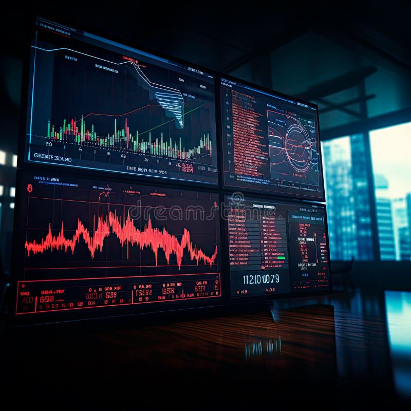 AI Generated Illustration of Monitors Displaying Various Stock Graphs ...
