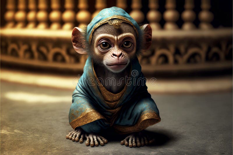 AI Generated Illustration of the Monkey with Clothing Sitting on the ...
