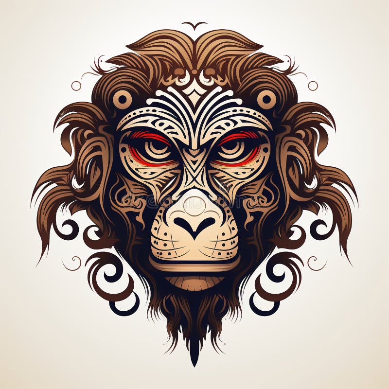 Patterned head of monkey stock vector. Illustration of abstract - 53667022