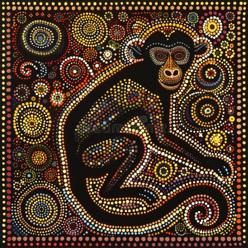 AI Generated Illustration of a Monkey Painted with Traditional ...