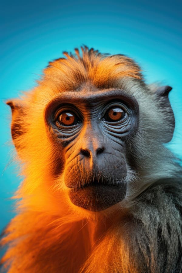 AI Generated Illustration of a Monkey Portrait Stock Illustration ...