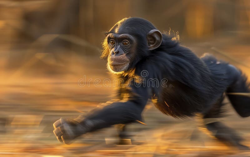 AI Generated Illustration of a Monkey Running in a Meadow through Tall ...