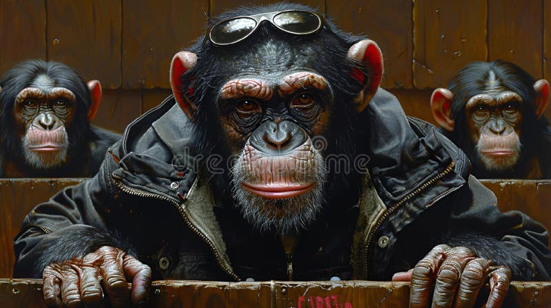 AI Generated Illustration of a Monkey Sit on a Table Stock Illustration ...