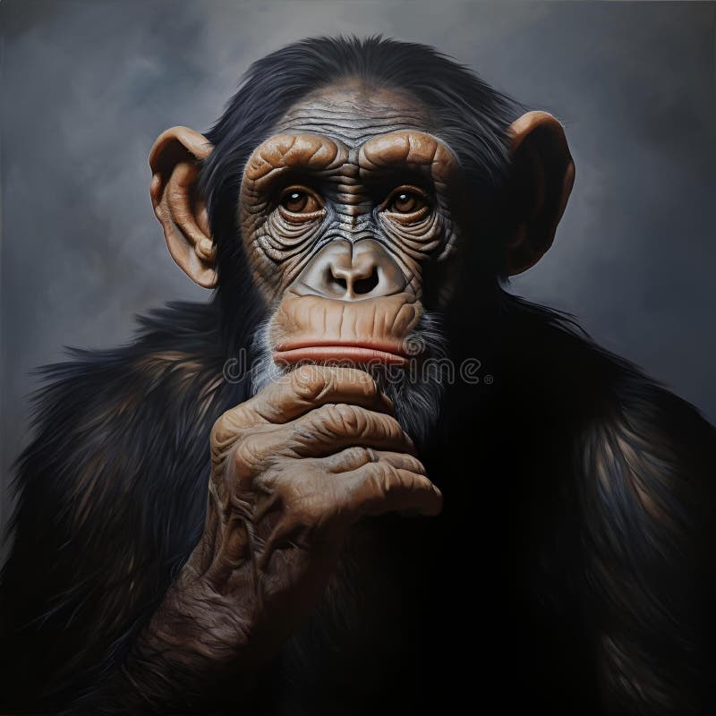 AI Generated Illustration of a Monkey with a Thoughtful Expression ...