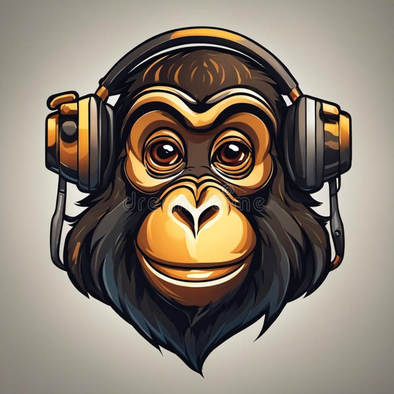 AI Generated Illustration of a Monkey Wearing Headphones in a Cartoon ...