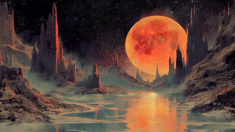 AI Generated Illustration of the Moon Shining Above Celestial River ...