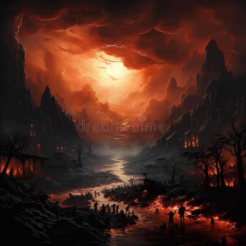 AI Generated Illustration of a Mountain Landscape during Sunset ...