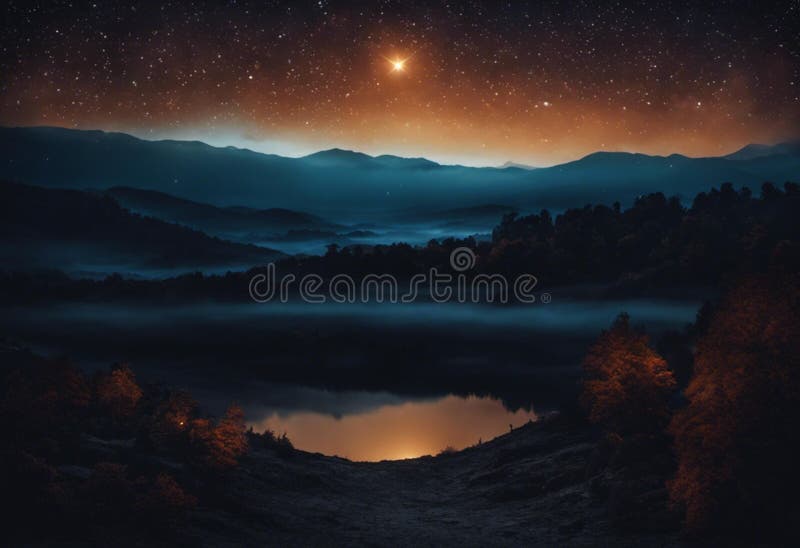 AI Generated Illustration of a Mountain Range Reflected in the Still ...