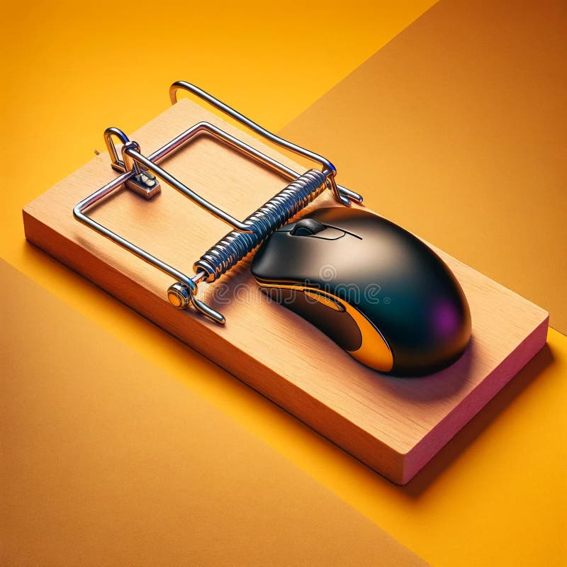 AI-generated Illustration of a Mousetrap with a Computer Mouse Inside Stock Illustration ...