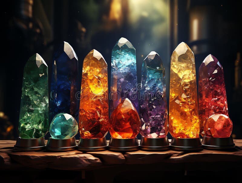 AI Generated Illustration of Multi-colored Crystals Stacked in a ...