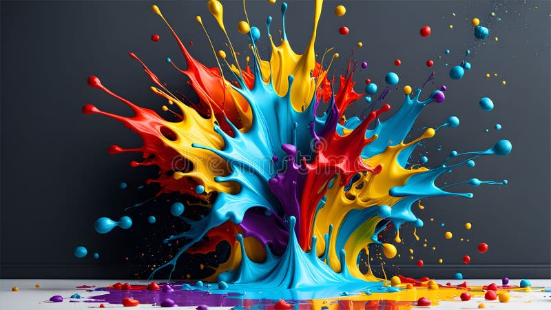 AI Generated. Illustration. Multi-colored Splashes of Acrylic Paints ...