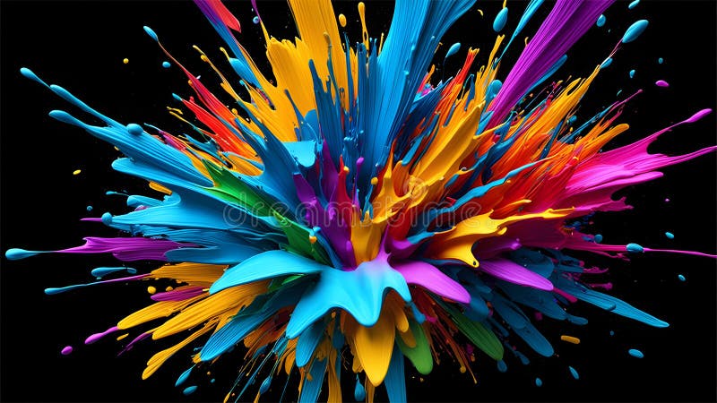 AI Generated. Illustration. Multi-colored Splashes of Acrylic Paints ...