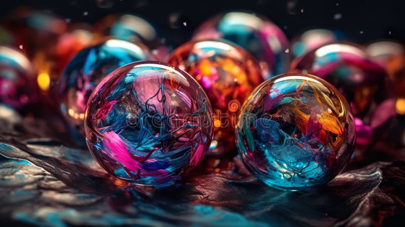 AI Generated Illustration of Multi-colored, Transparent Spheres Stock ...