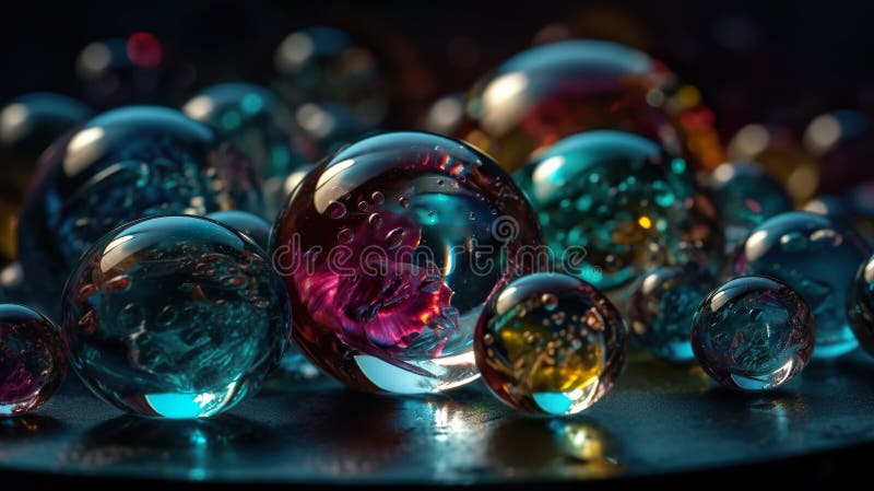 AI Generated Illustration of Multi-colored, Transparent Spheres Stock ...