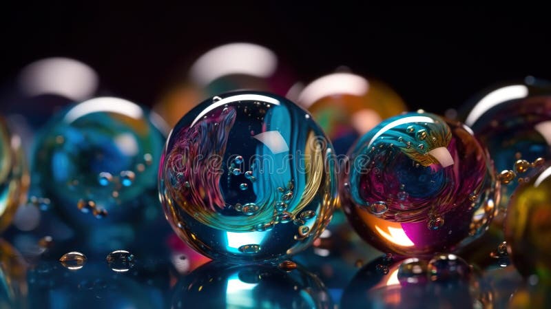 AI Generated Illustration of Multi-colored, Transparent Spheres Stock ...