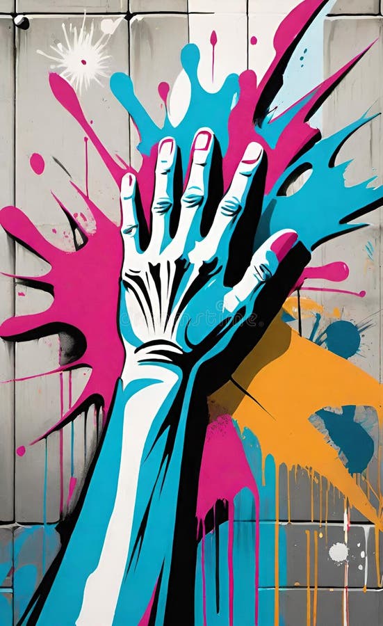 AI Generated Illustration of Multicolor Graffiti with Left Hand ...