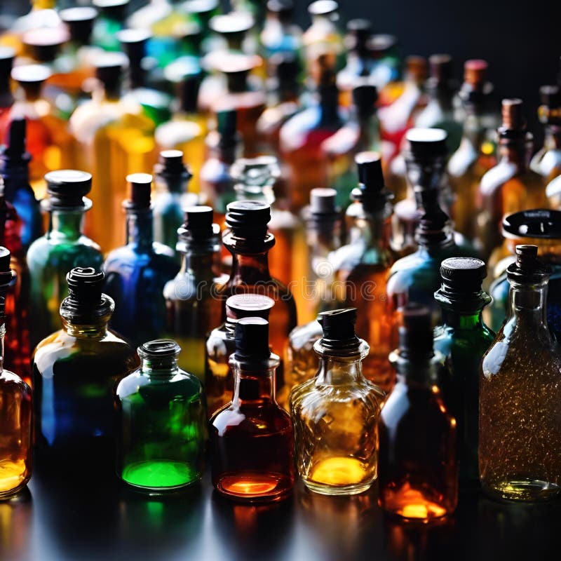 AI Generated Illustration of Multiple Bottles and Glasses Arranged on a ...
