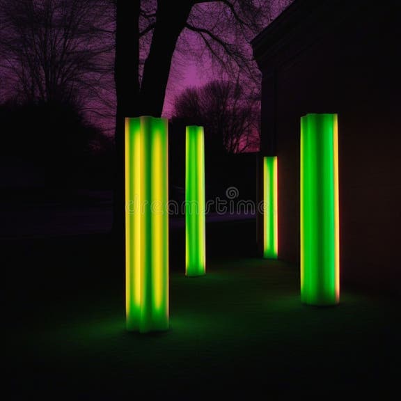 AI Generated Illustration of Multiple Glowing Rectangular Light ...