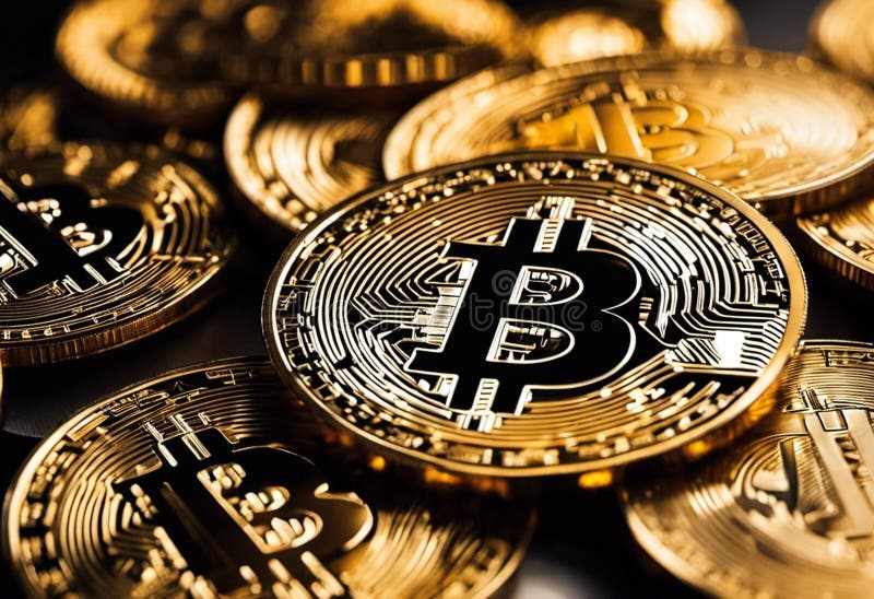 AI Generated Illustration of Multiple Golden-colored Bitcoin Digital ...