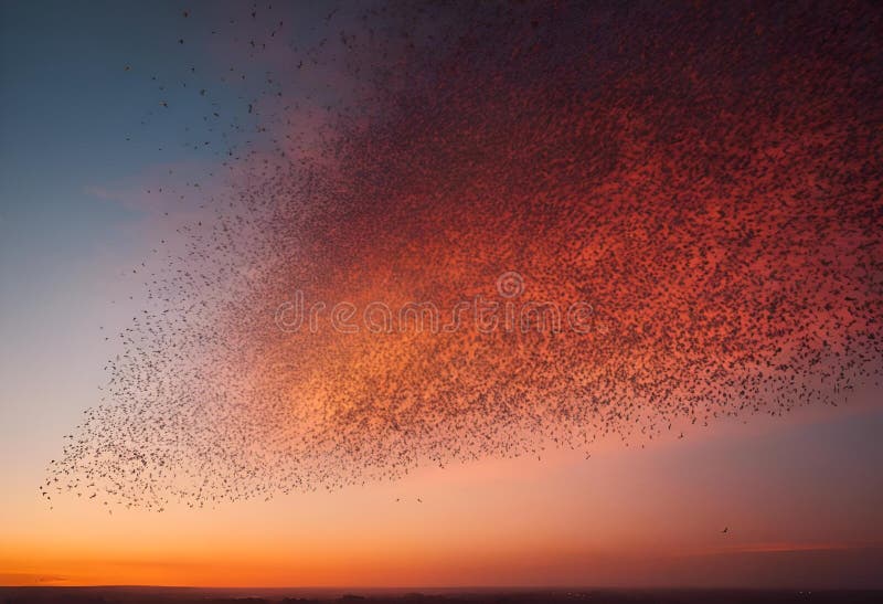 AI Generated Illustration of a Multitude of Birds Soaring Above an ...