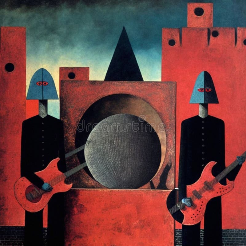 AI Generated Illustration of Musicians in a Surreal Setting, Each ...
