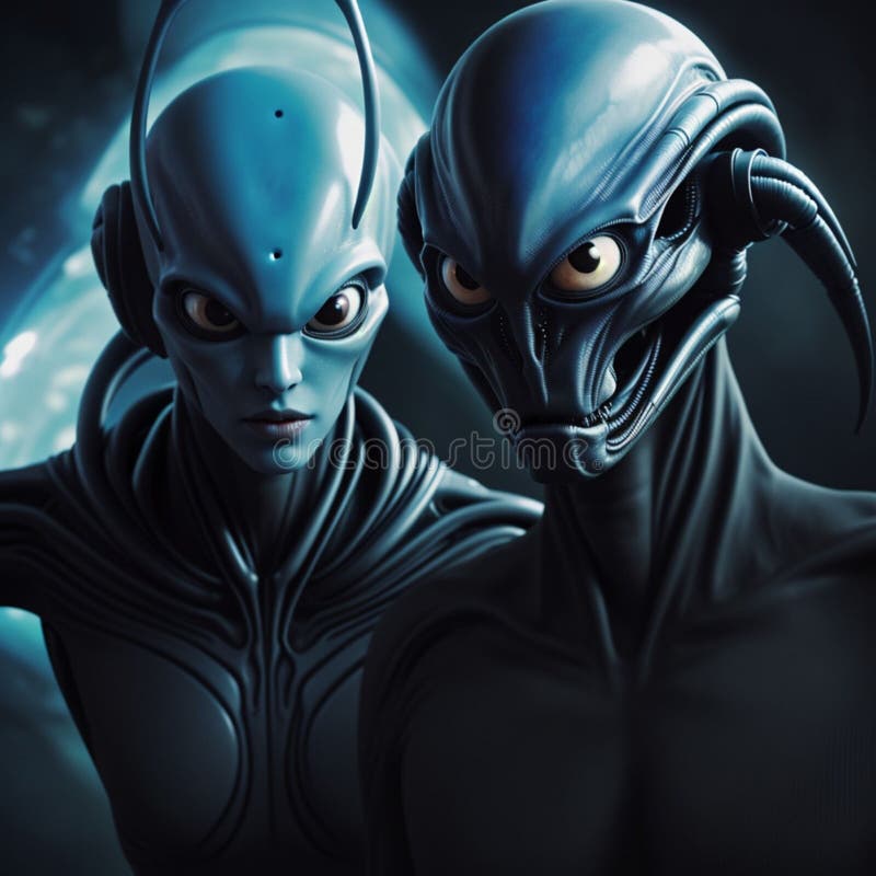 AI Generated Illustration of Mutant Alien Figures on a Dark Background ...