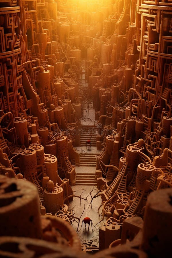 AI Generated Illustration of a Mysterious Dark Maze with Pathways Stock ...