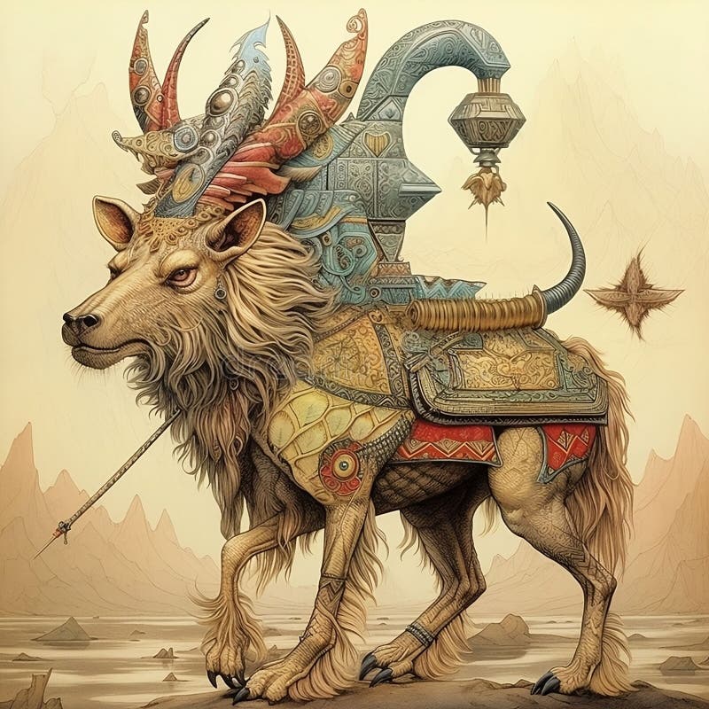 AI Generated Illustration of a Mythical Creature with Several Items ...