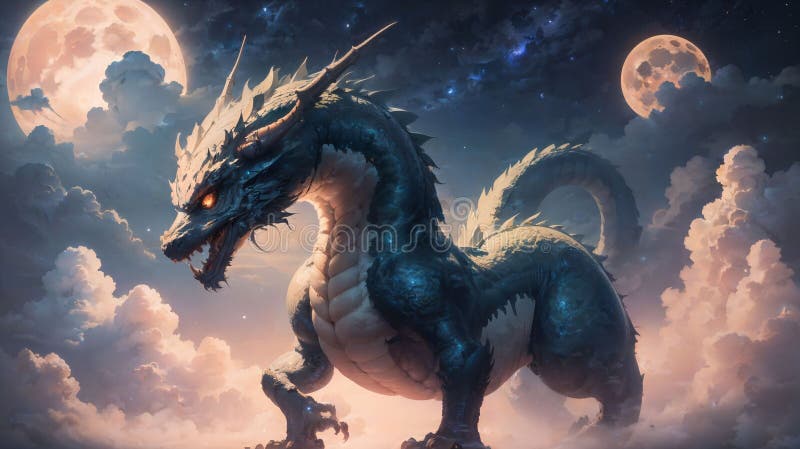 AI Generated Illustration of a Mythical Dragon Creature Against a ...