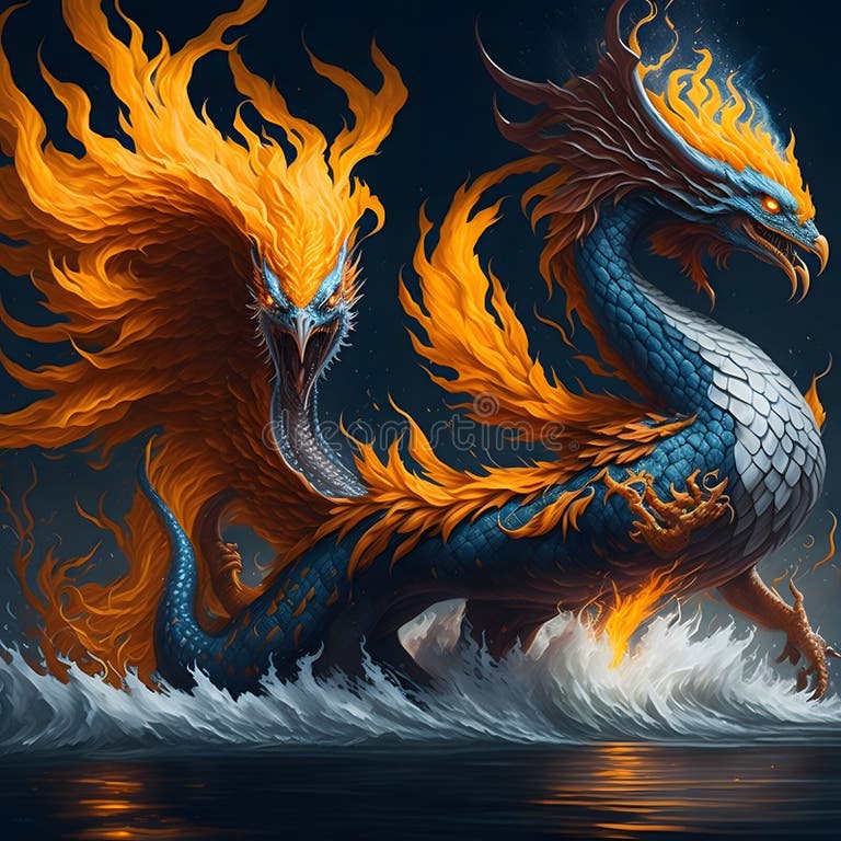 AI Generated Illustration of a Mythical Phoenix Emerging from a Pool ...