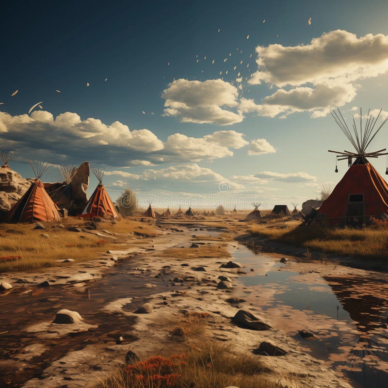 AI Generated Illustration of the Native American Reservation of the ...