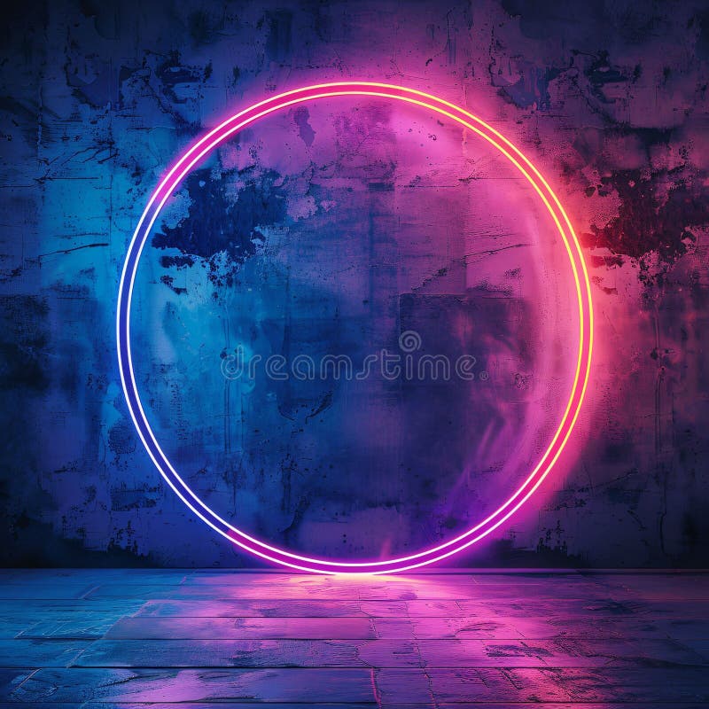 AI-generated Illustration of a Neon Circle in a Dark Room Stock Image ...