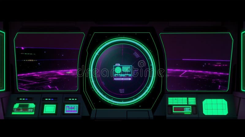 AI Generated Illustration of a Neon-illuminated Futuristic Cockpit ...