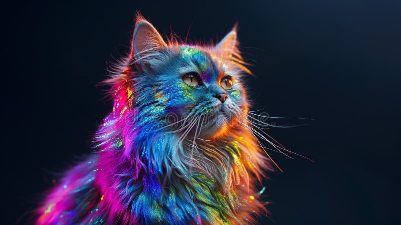 Neon Cat Pattern Background Generative Ai Illustration Stock Photos ...
