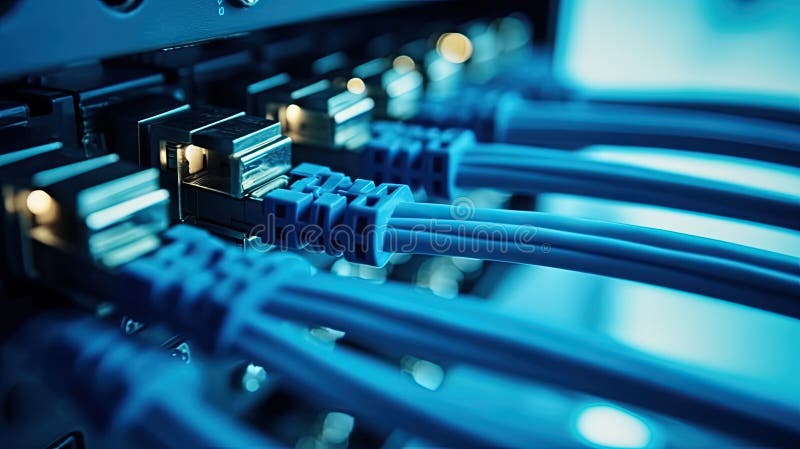 AI Generated Illustration of Network Cable Plugged into a Server Rack ...