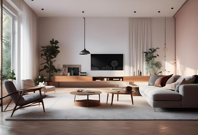 AI Generated Illustration of Neutral, Non-modern Interior Design in a ...