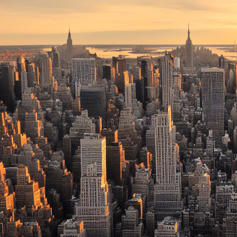 AI Generated Illustration of New York or Generic Skyline in Drawing ...