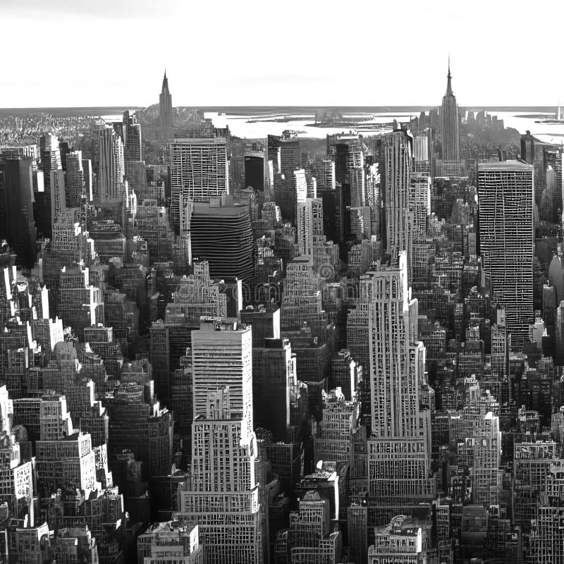 AI Generated Illustration of New York or Generic Skyline in Drawing ...