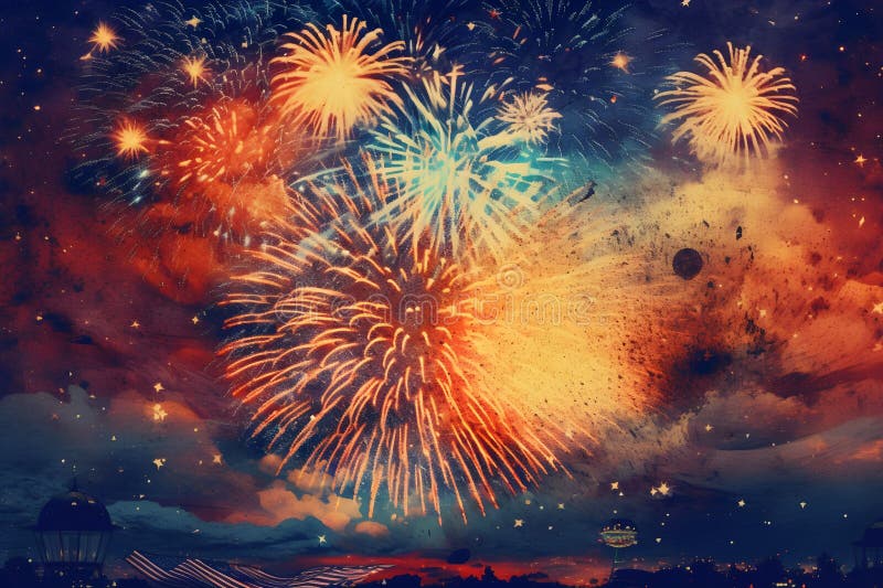 AI Generated Illustration of a Night Sky Illuminated by a Colorful ...