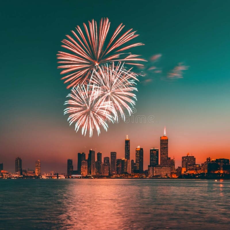 Illustration of a Night Sky, with a Multi-color, Expressive Fireworks ...