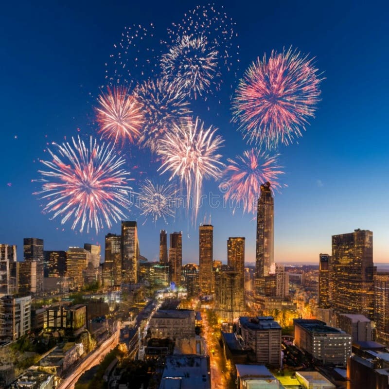 Illustration of a Night Sky, with a Multi-color, Expressive Fireworks ...