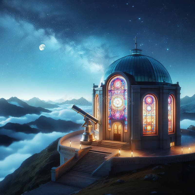 AI Generated Illustration of a Nighttime View of an Observatory ...