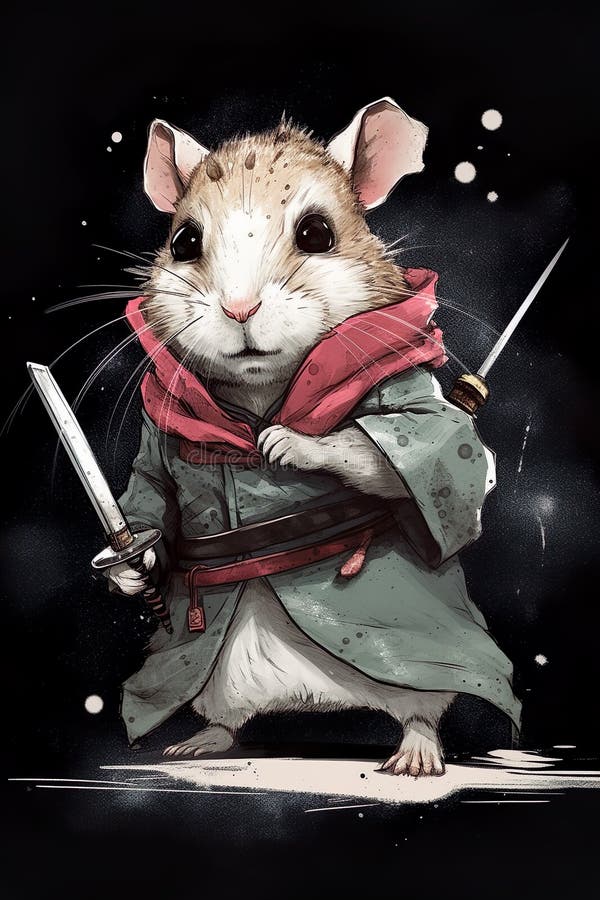 AI Generated Illustration of a Ninja Samurai Rat in a Dynamic Art Style ...