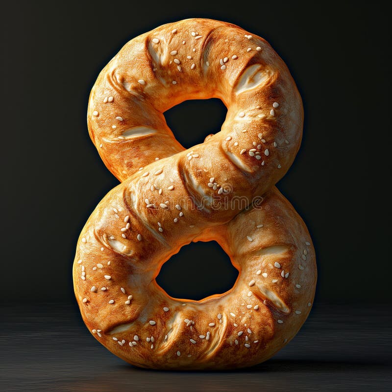 AI Generated Illustration of the Number 8 in the Shape of a Bread Stock ...