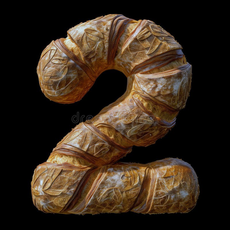 AI Generated Illustration of the Number 2 in the Shape of a Bread Stock ...