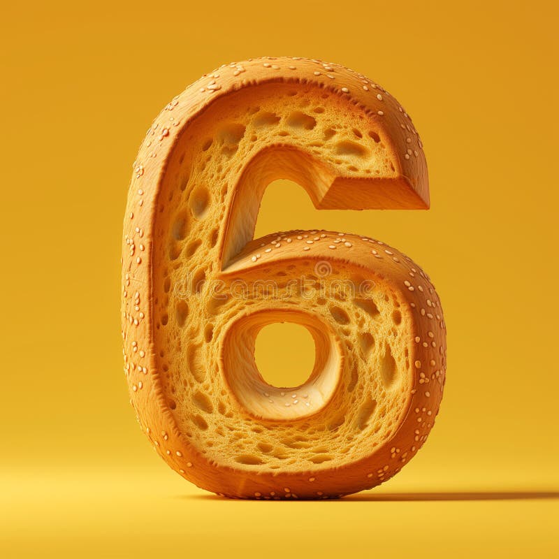 AI Generated Illustration of the Number 6 in the Shape of a Bread Stock ...