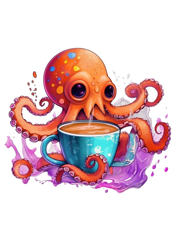 AI Generated Illustration of an Octopus with Tentacles Wrapped Around a ...