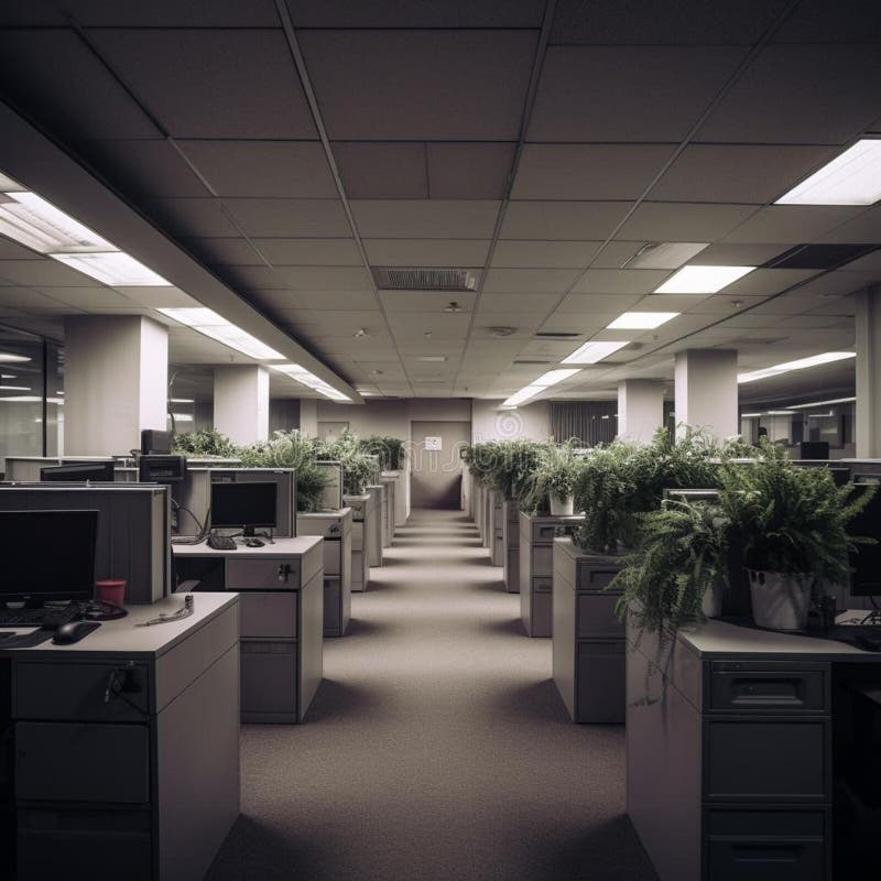 AI-generated Illustration of an Office Space with Multiple Cubicles ...